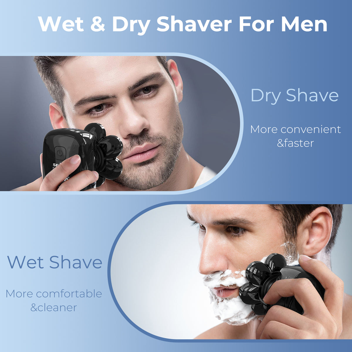 Sejoy 7D Head Shaver for Bald Men, 6 in 1 Cordless Waterproof Men Elec ...